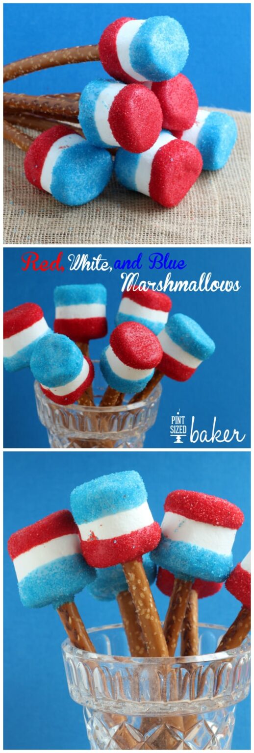 Red, White and Blue Giant Marshmallows • Pint Sized Baker