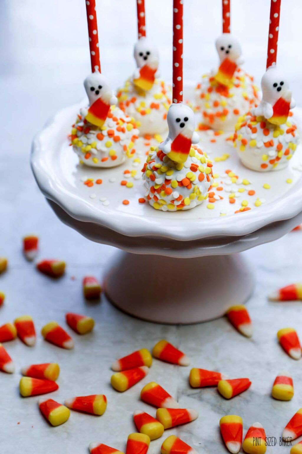 Halloween Candy Corn Cake Pops • Pint Sized Baker