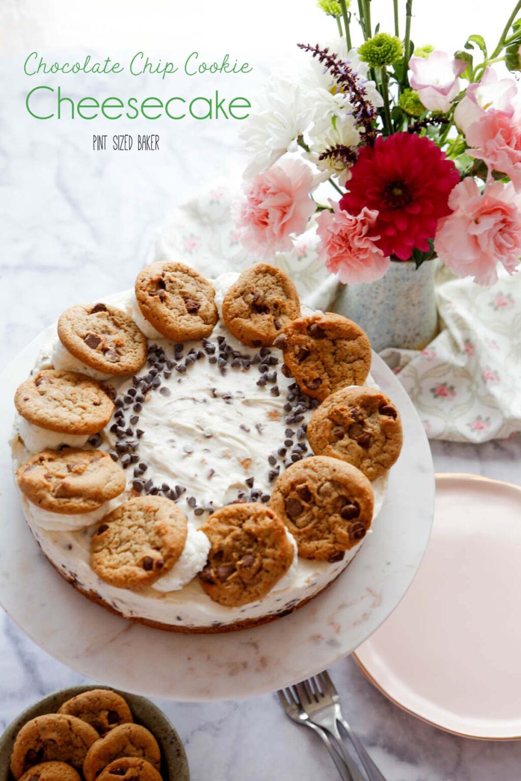Chocolate Chip Cookie Cheesecake • Pint Sized Baker
