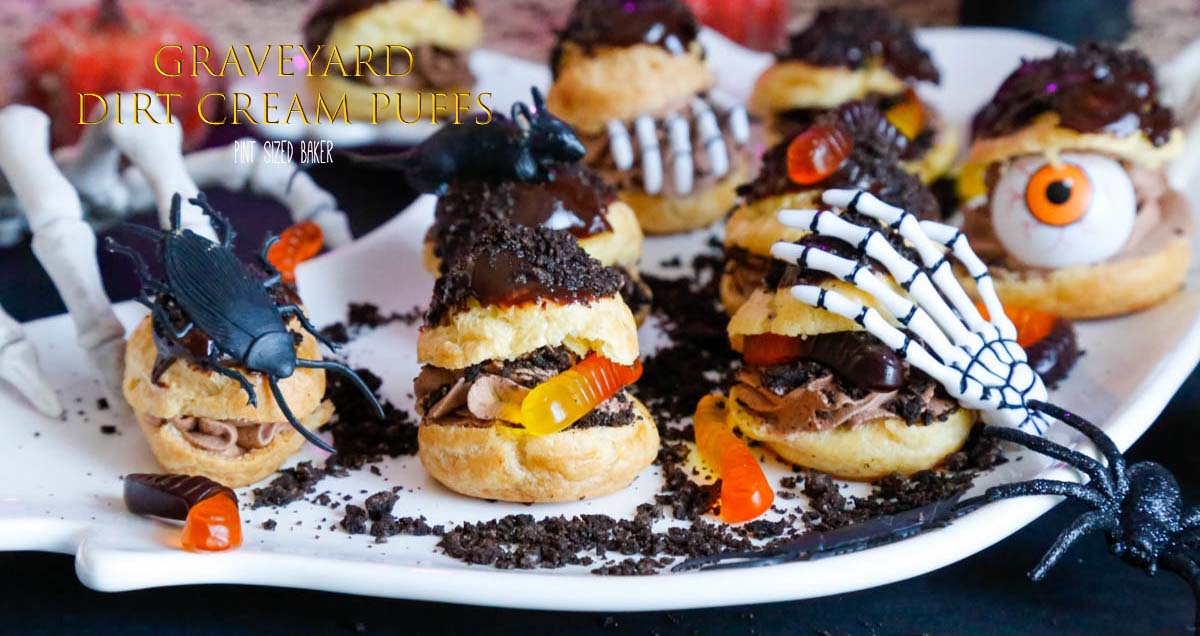 Graveyard Dirt Cream Puffs • Pint Sized Baker